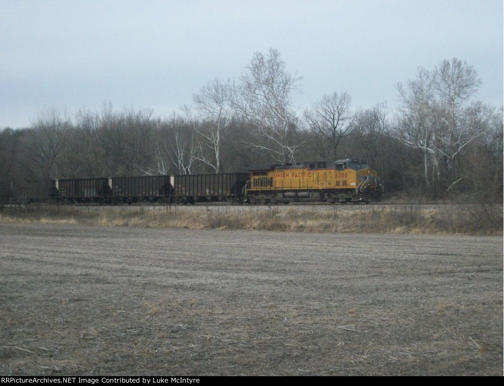 UP 6388 DPU on westbound UP empty coal train